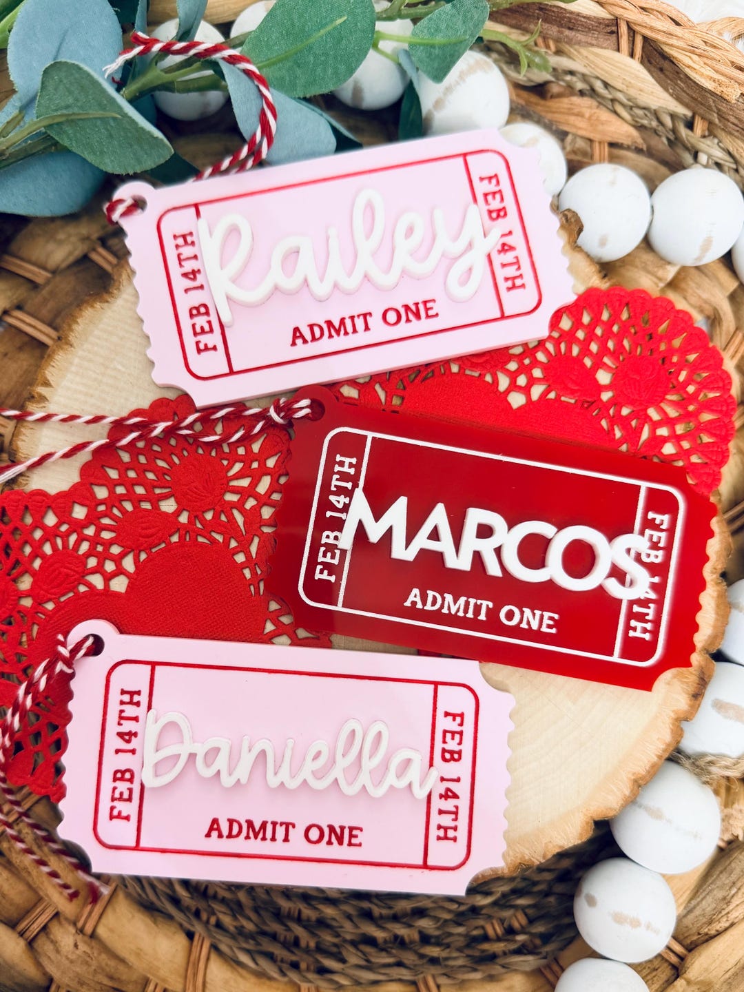 Personalized Valentine Ticket Name Tag | Custom Admit One Valentine ...