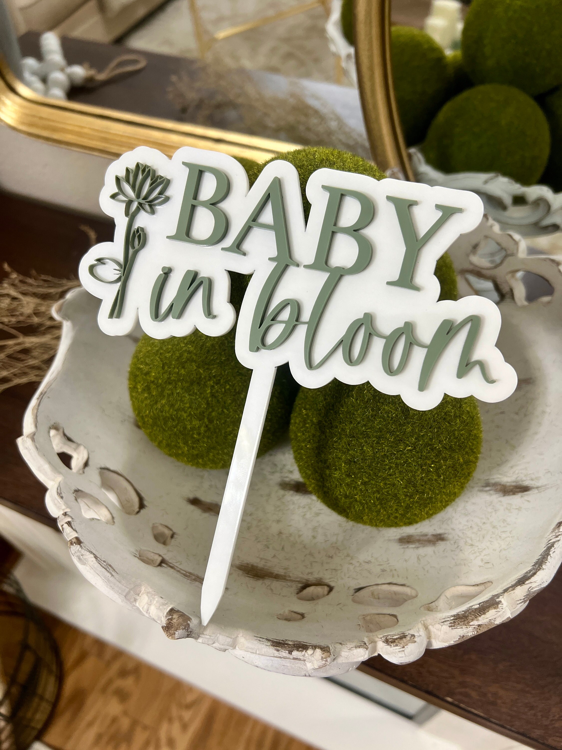 Baby in Bloom Cake Topper, Layered Acrylic Baby in Bloom Cake Topper ...