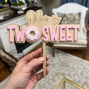 Two Sweet Cake Topper, Donut Cake Topper, 2 Sweet Birthday Party ...