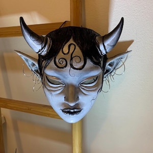 Black and White Demon Mask - Etsy