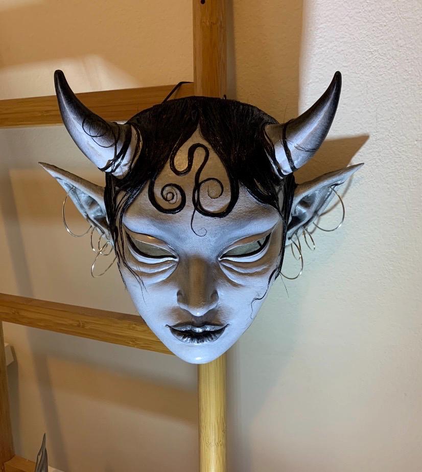 Black and White Demon Mask - Etsy