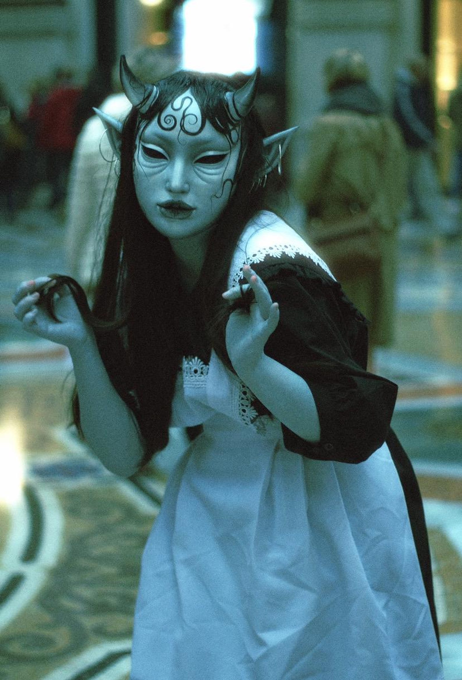 Black and White Demon Mask - Etsy