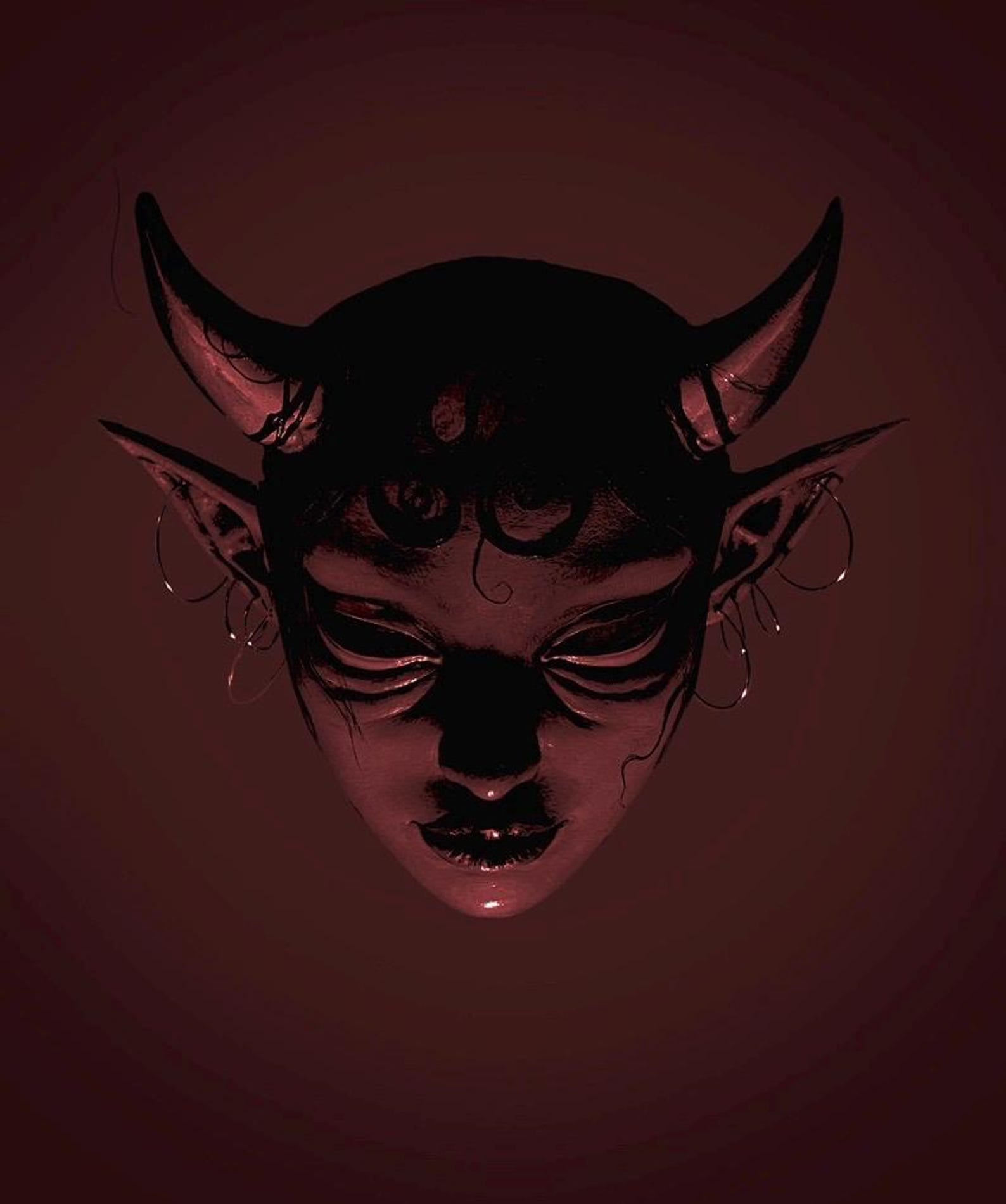 Black and White Demon Mask - Etsy