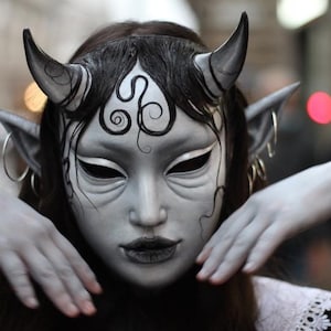 Black and White Demon Mask - Etsy