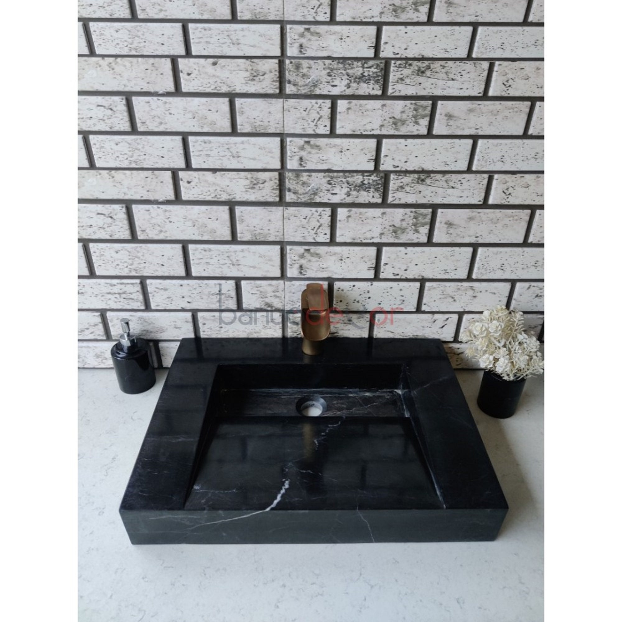 Black Marble Sink, Rectangle Sink, Custom Order Marble Sink, Bathroom ...