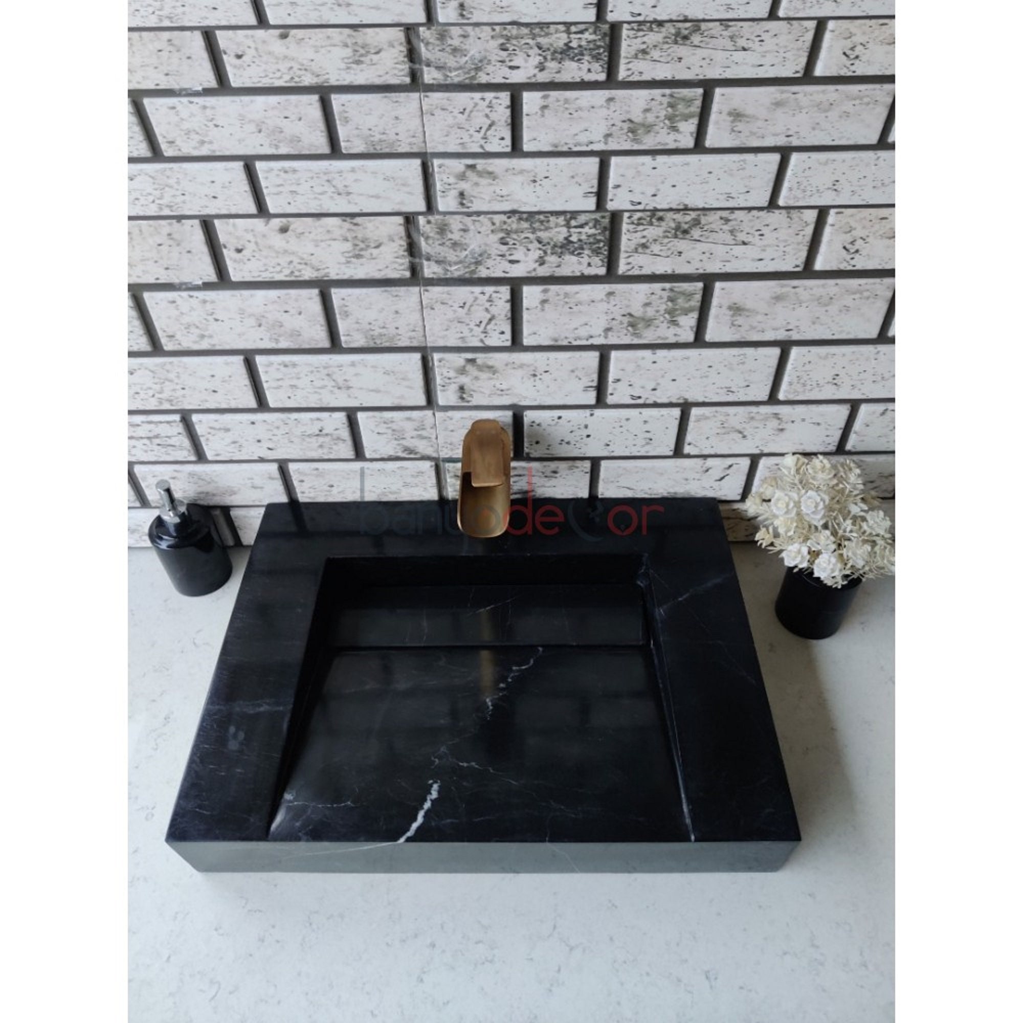 Black Marble Sink, Rectangle Sink, Custom Order Marble Sink, Bathroom ...