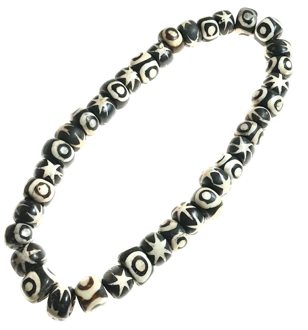 Beautiful Large Bone Batik Beaded Strand #1008 - Etsy