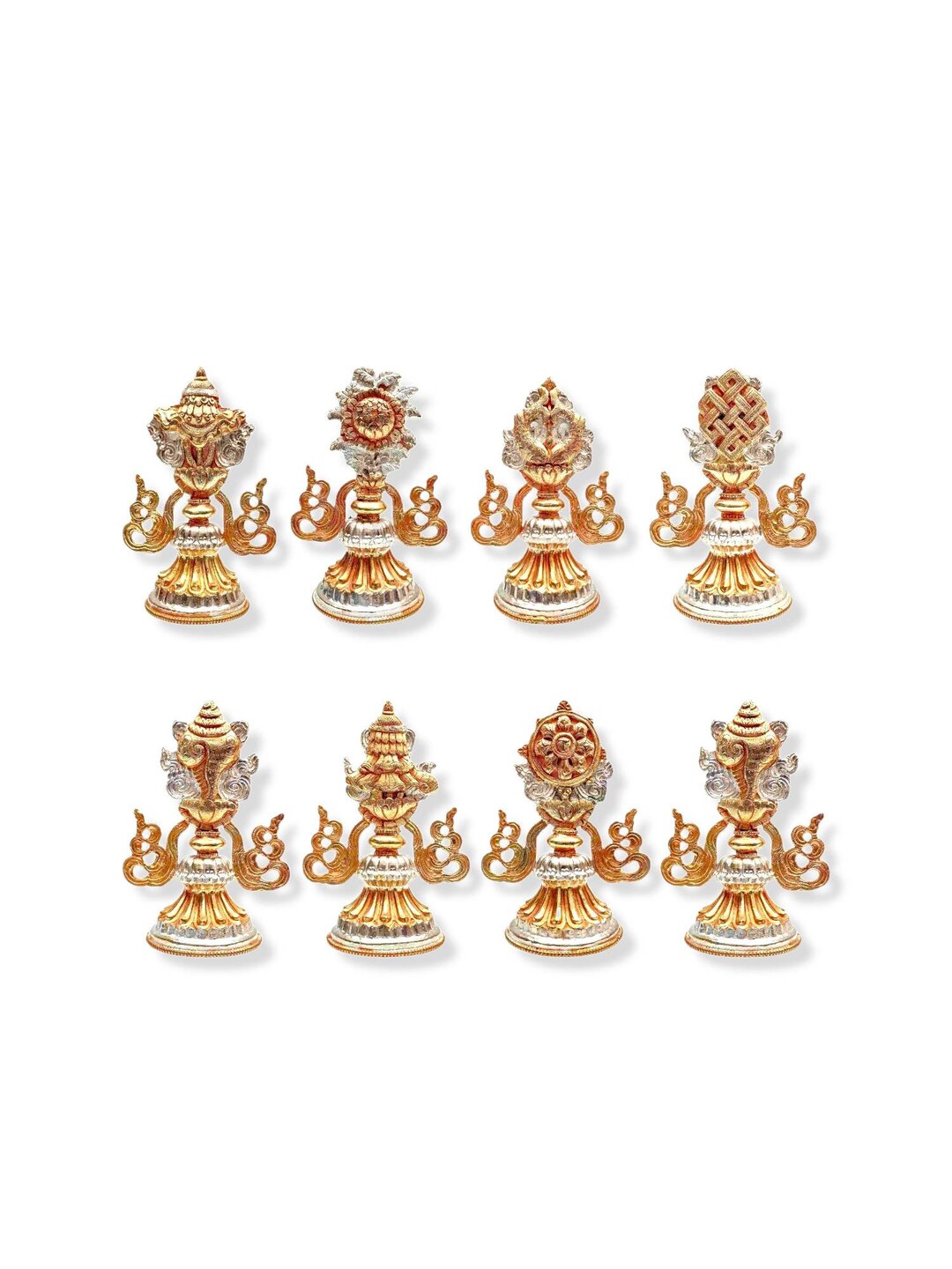 14x6 Cm, Tibetan Ashtamangala set, 8 Auspicious Buddhist Symbols ...