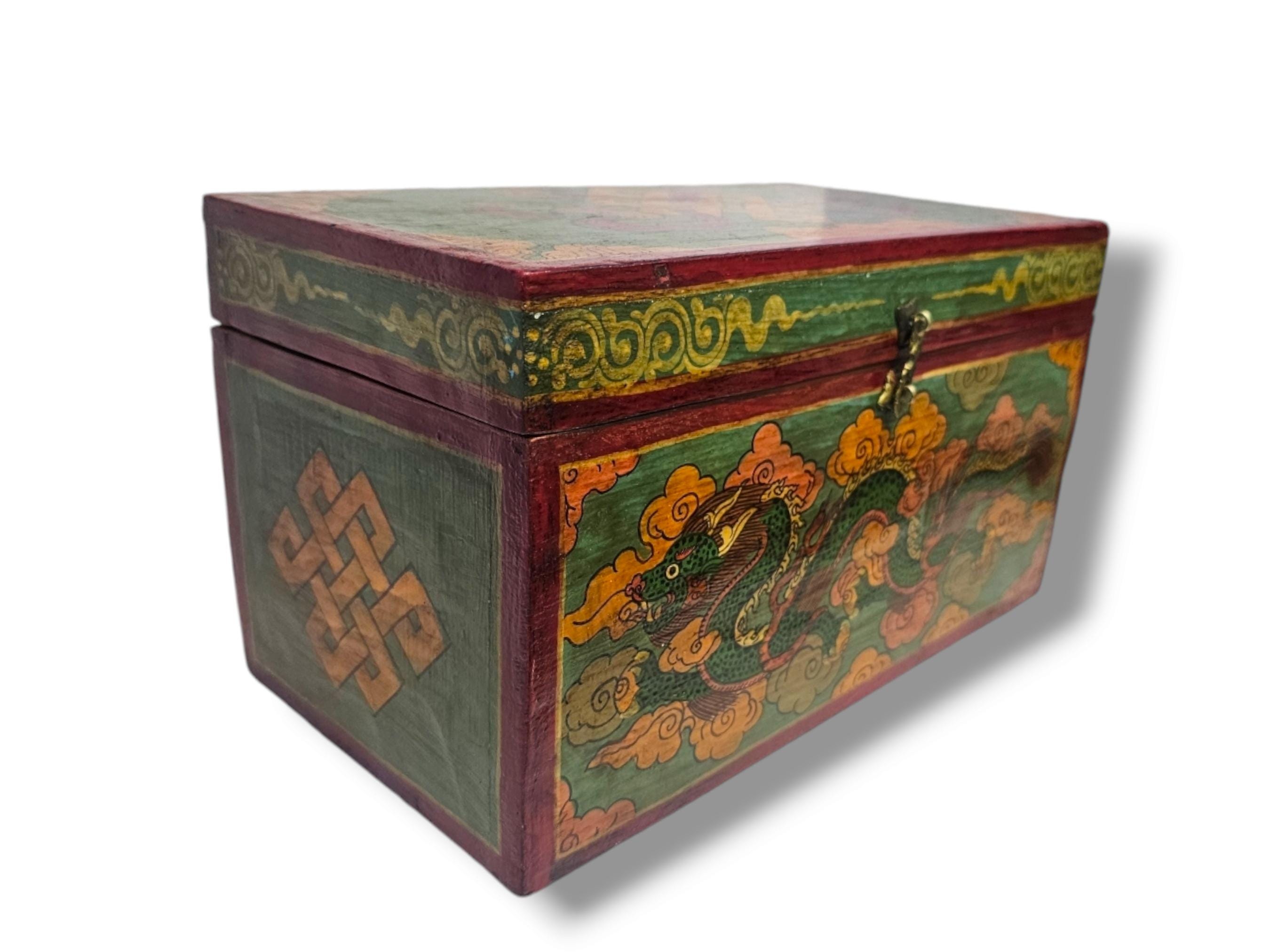 BIG SIZE - Traditional Tibetan Wooden Box, Handpainted With Dragon ...