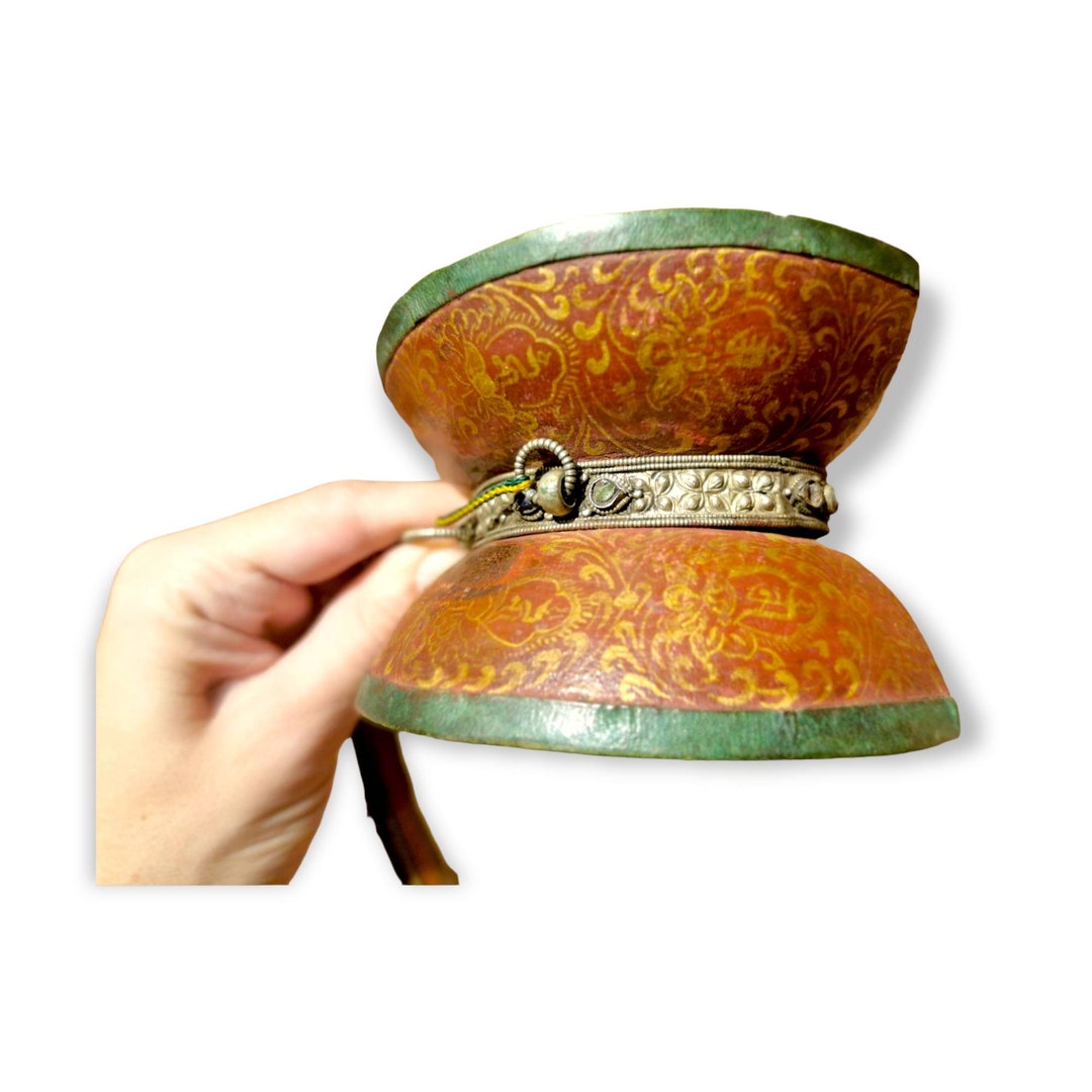 28 Years Old, Antique Tibetan Chod Damaru From Tibet, Small Size ...