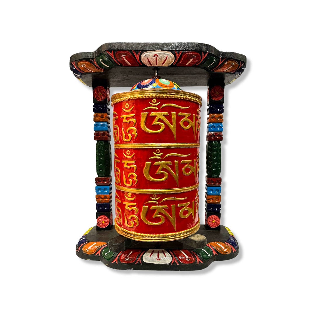 BIG SIZE - Tibetan Wall Prayer Wheel With Mantra Inside, Handpainted ...
