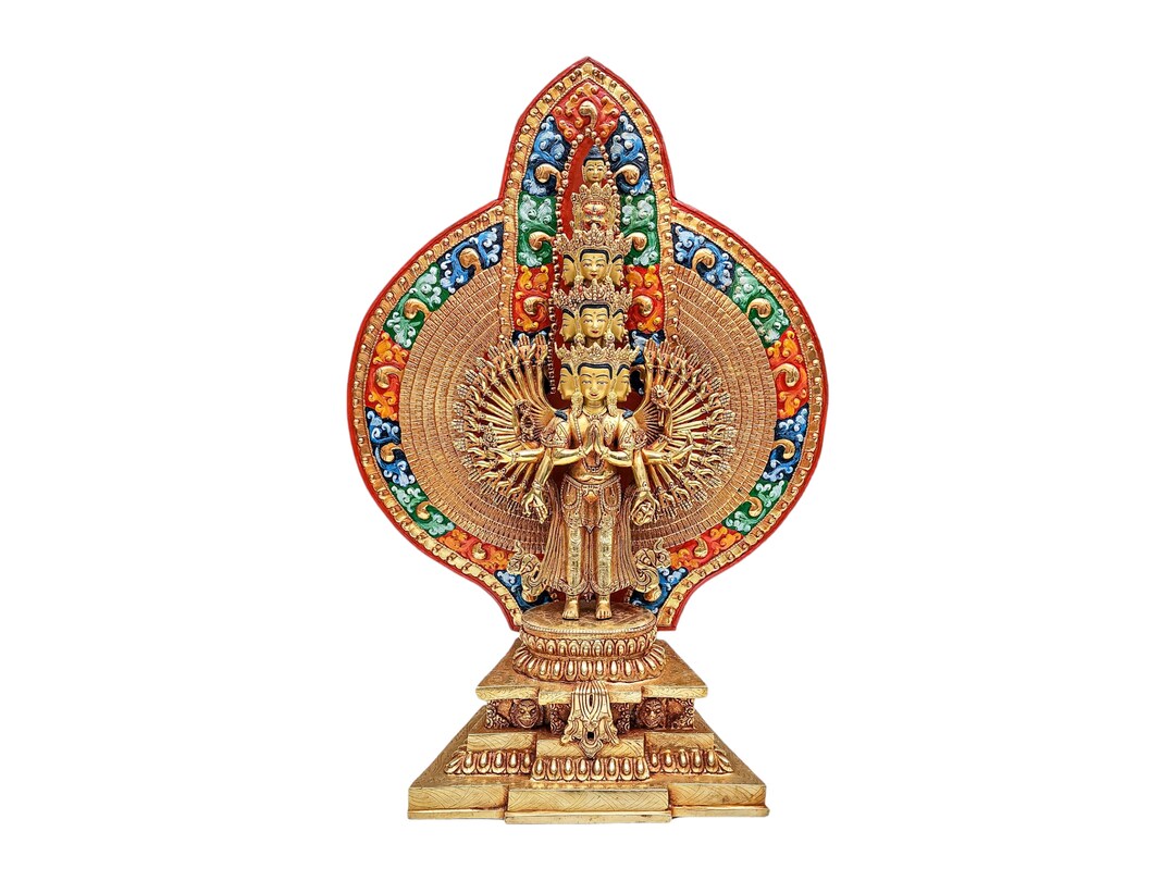 52 Cm, Buddhist Statue of 1000 Arms Sahasrabhuja, Avalokitesvara, Full ...