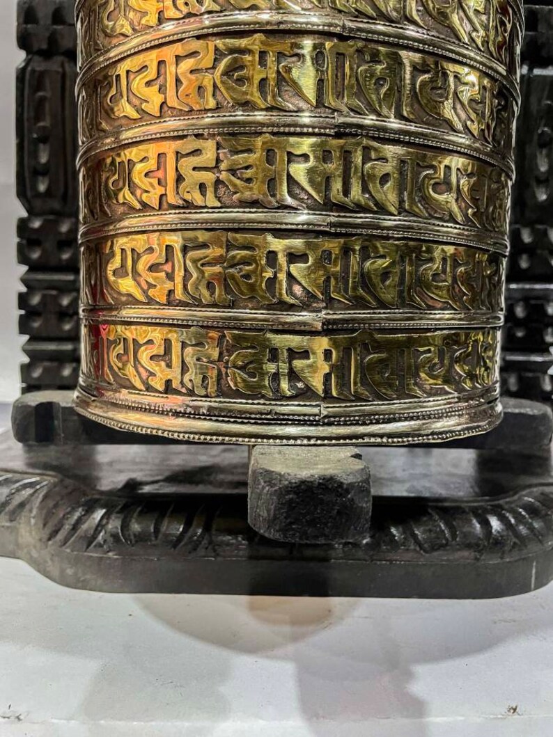BIG SIZE - Wall Prayer Wheel With Mantra Inside and Handcarved Embossed ...