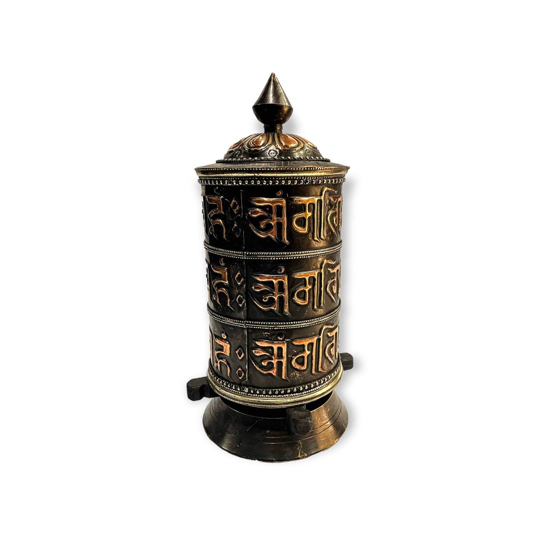 Table Prayer Wheel Big Size with mantra Inside, oxidized and Handmade ...