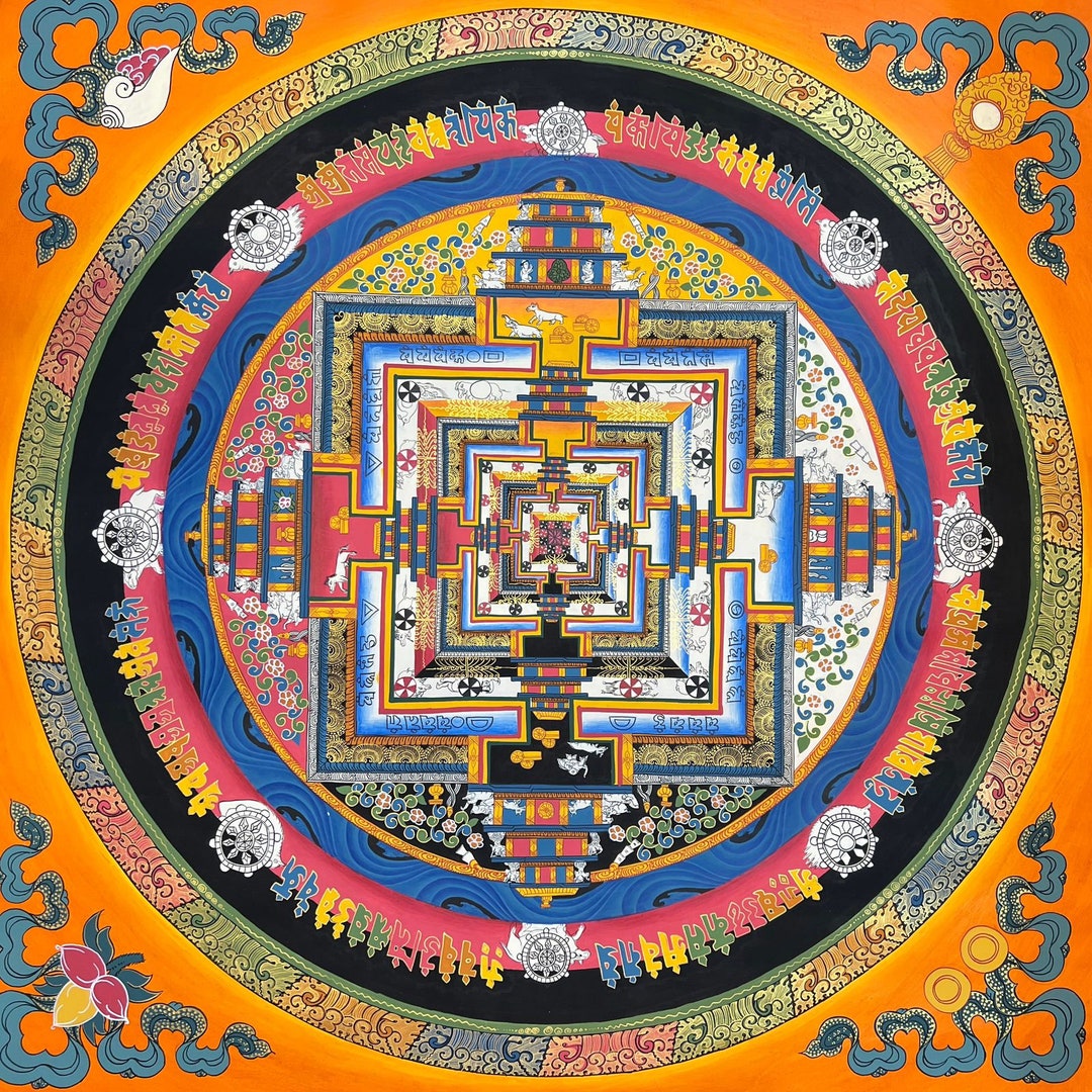 100 X 100 Cm, Buddhist Thangka Painting, Tibetan KALACHAKRA MANDALA ...
