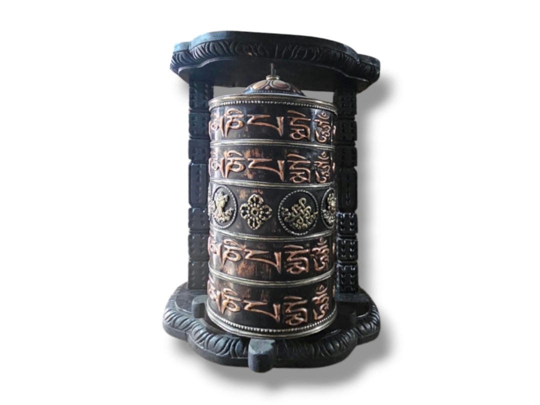 BIG SIZE - Wall Prayer Wheel With Mantra Inside, Handcarved With ...