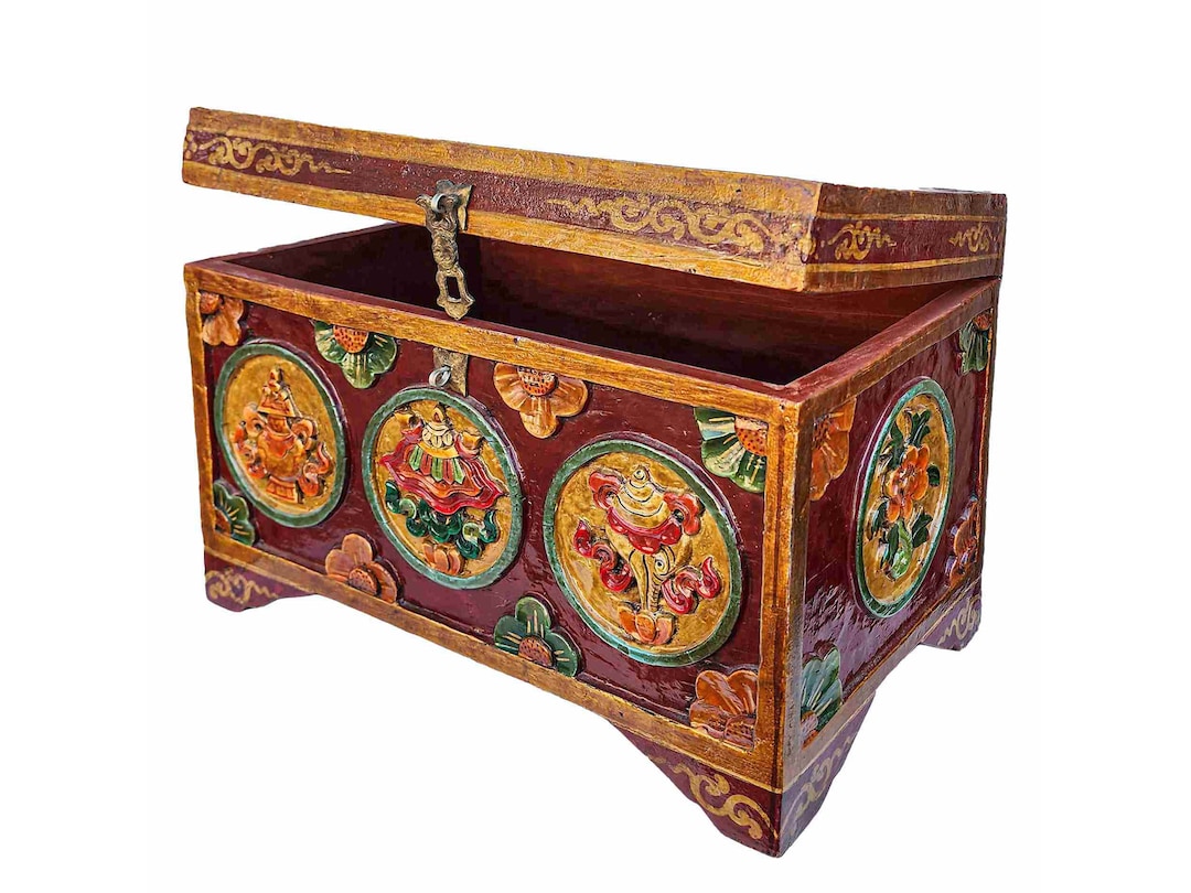 EXTRA BIG SIZE Traditional Tibetan Wooden Box, Handpainted With ...
