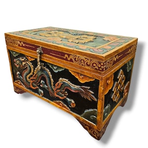 EXTRA BIG SIZE - Traditional Tibetan Wooden Box/trunk, Handpainted With ...