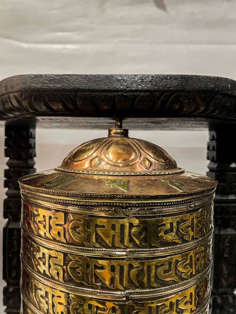 BIG SIZE - Wall Prayer Wheel With Mantra Inside and Handcarved Embossed ...