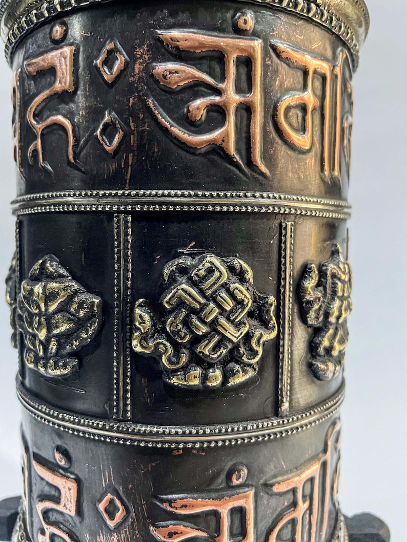 Table Prayer Wheel Big Size with mantra Inside, oxidized and Handmade ...