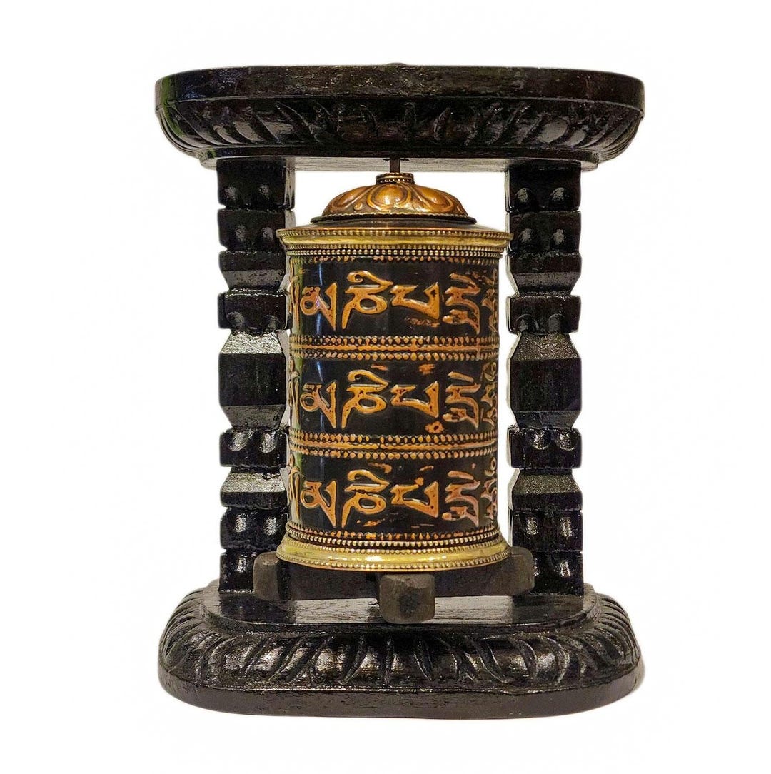 BIG SIZE - Wall Prayer Wheel With Mantra Inside, Handcarved With ...