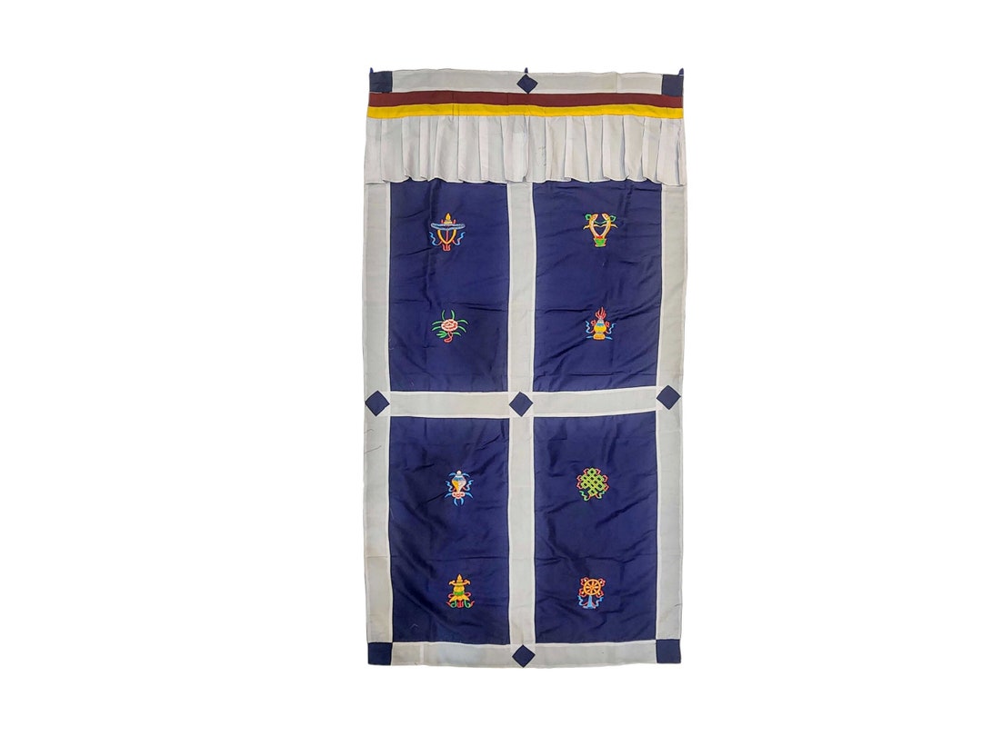 180 X 90 CM, Tibetan Monastery Door Curtain, Handmade With ASHTAMANGALA ...