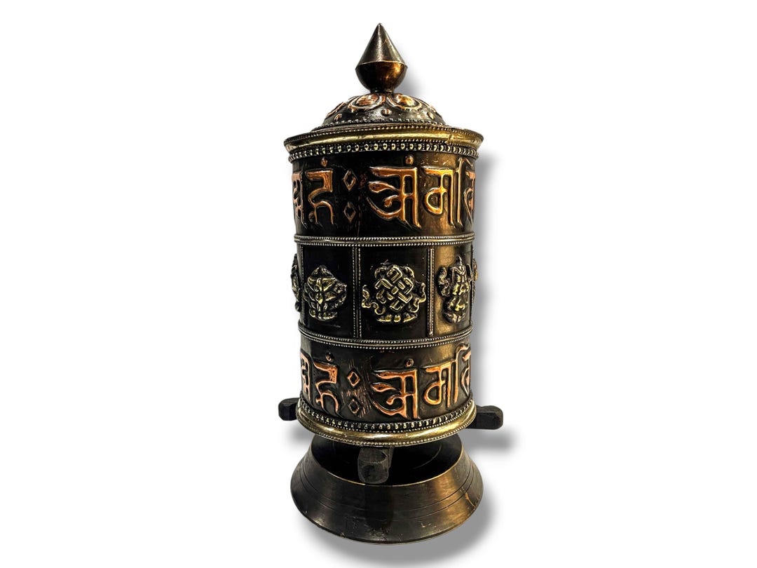 Table Prayer Wheel Big Size with mantra Inside, oxidized and Handmade ...