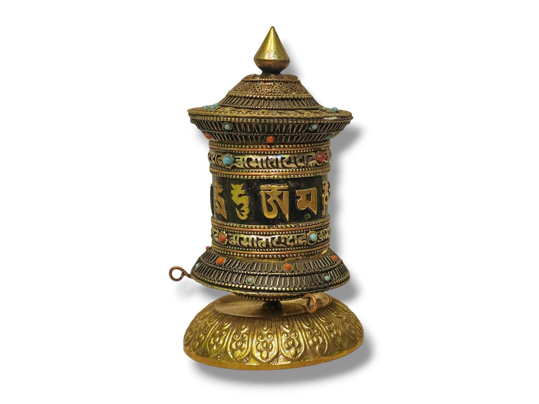 Table Prayer Wheel With Mantra Inside, Handcarved With Tibetan Mantra ...