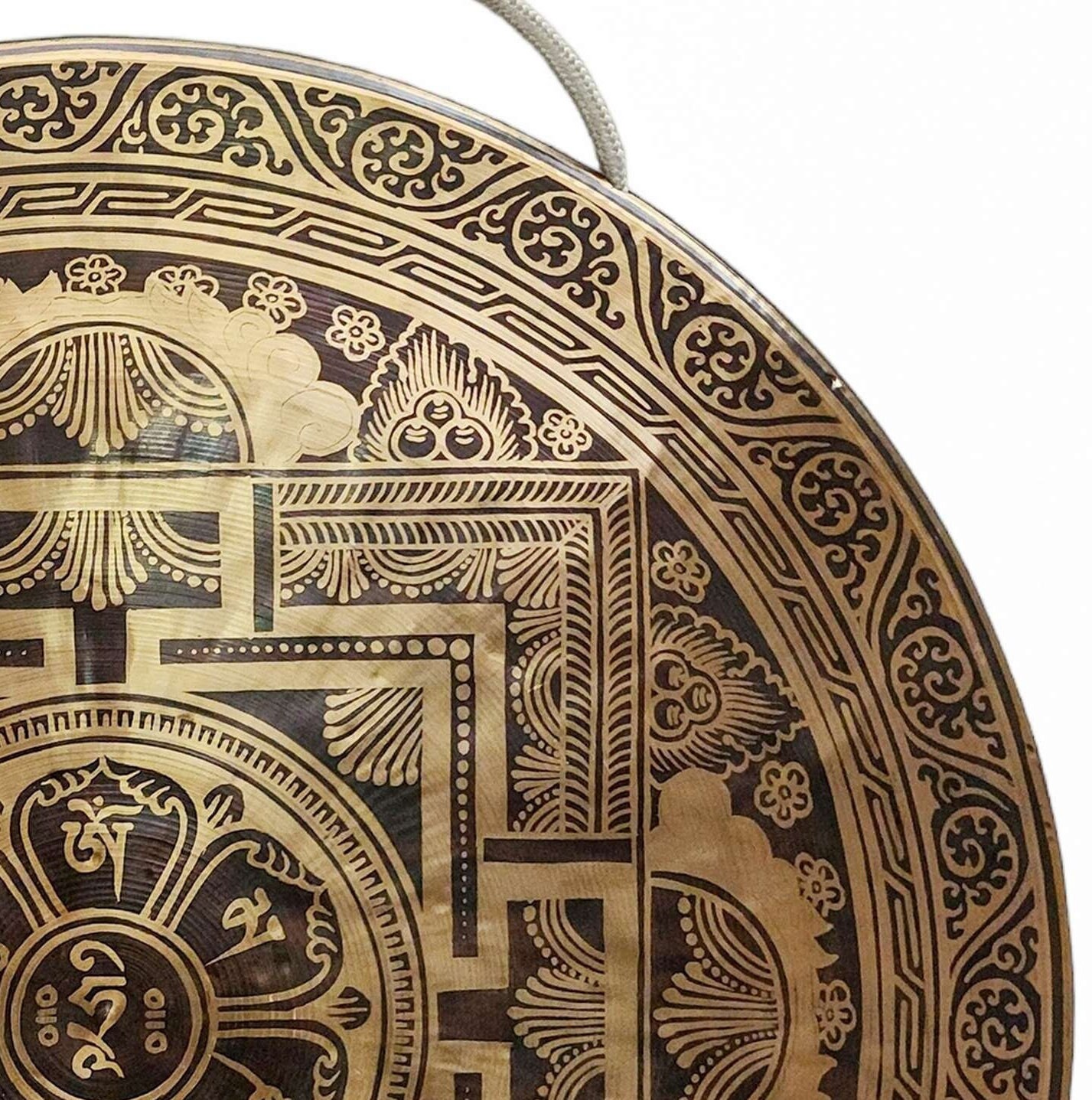 44 Cm Diameter, Tibetan Curve Gong, Handcarved With Kalachakra Mandala ...