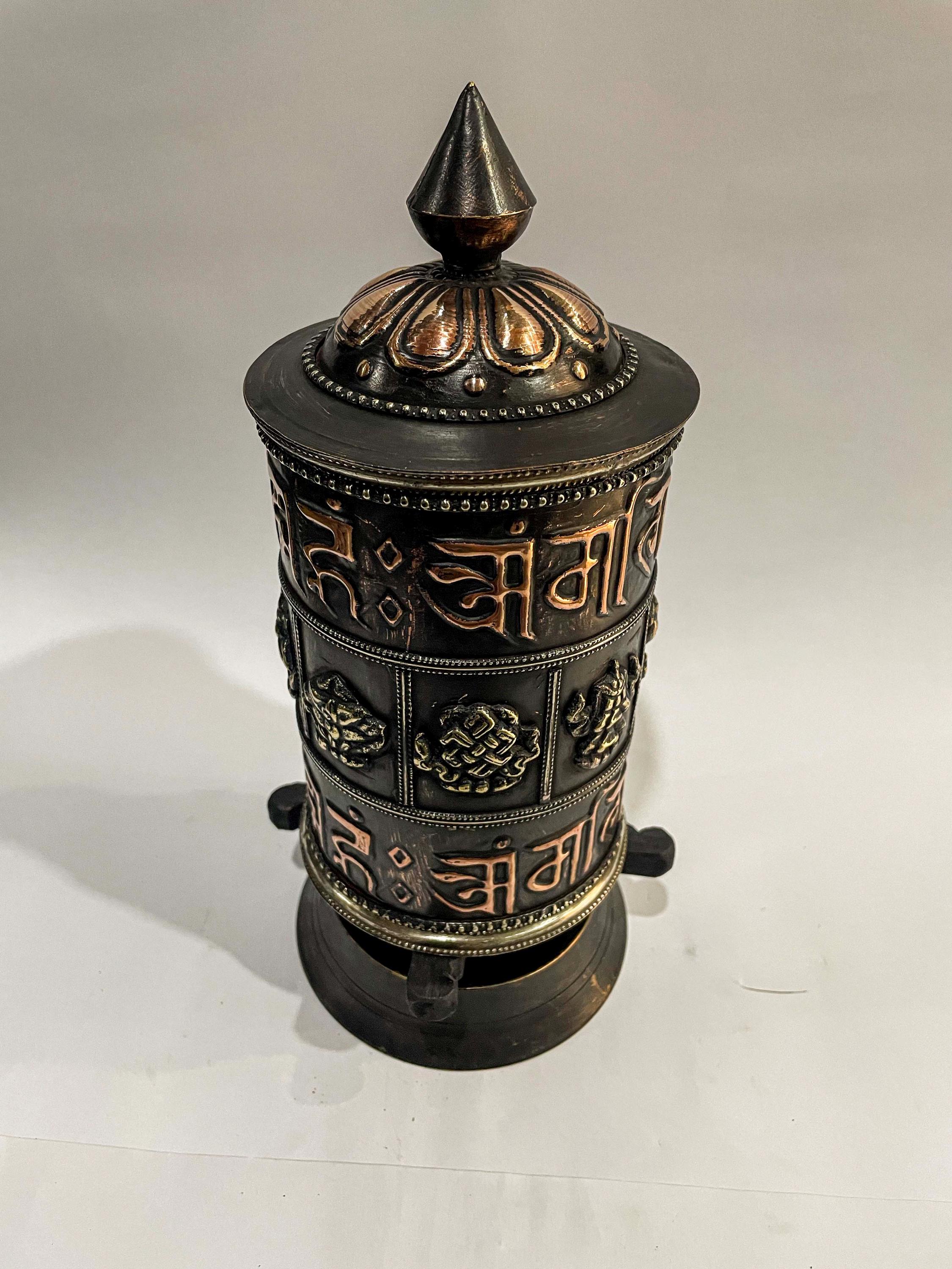 Table Prayer Wheel Big Size with mantra Inside, oxidized and Handmade ...