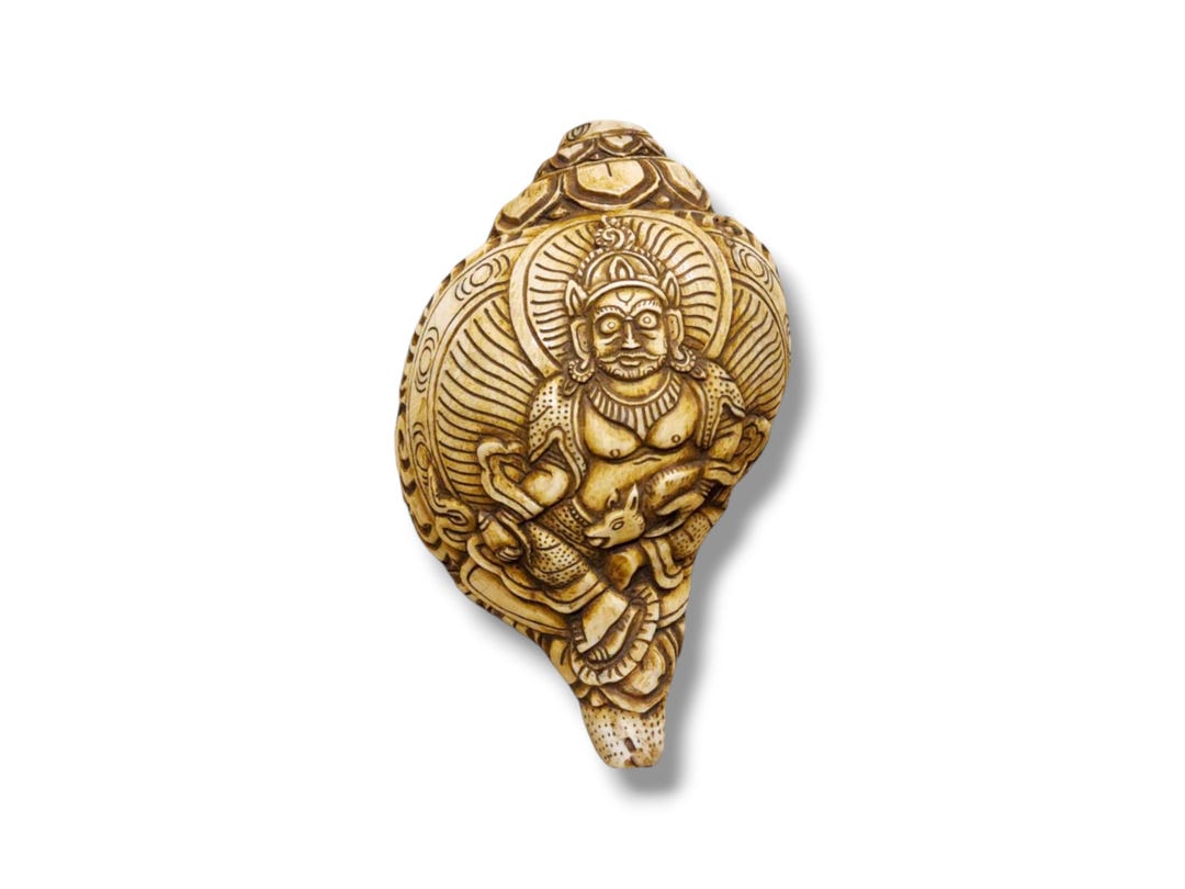 20 Cm, Tibetan Shankha, Conch Shell for Buddhist Rituals, Handcarved ...