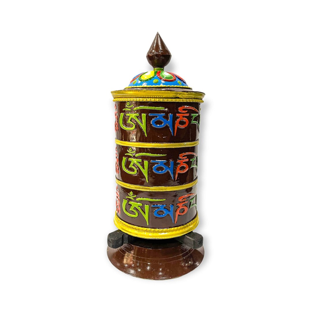 Table Prayer Wheel With Mantra Inside, Handpainted With Thangka Colours ...