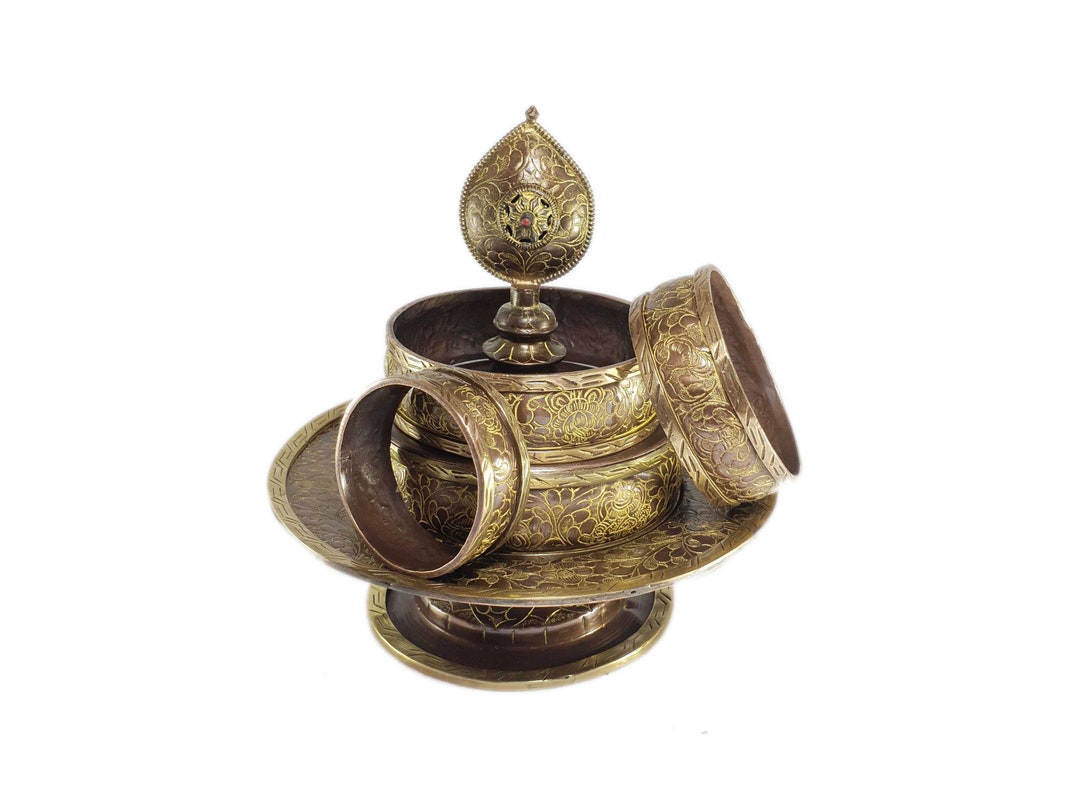 16 CM, Tibetan Copper Ratna Mandala Offering, Hancarved With Antique ...