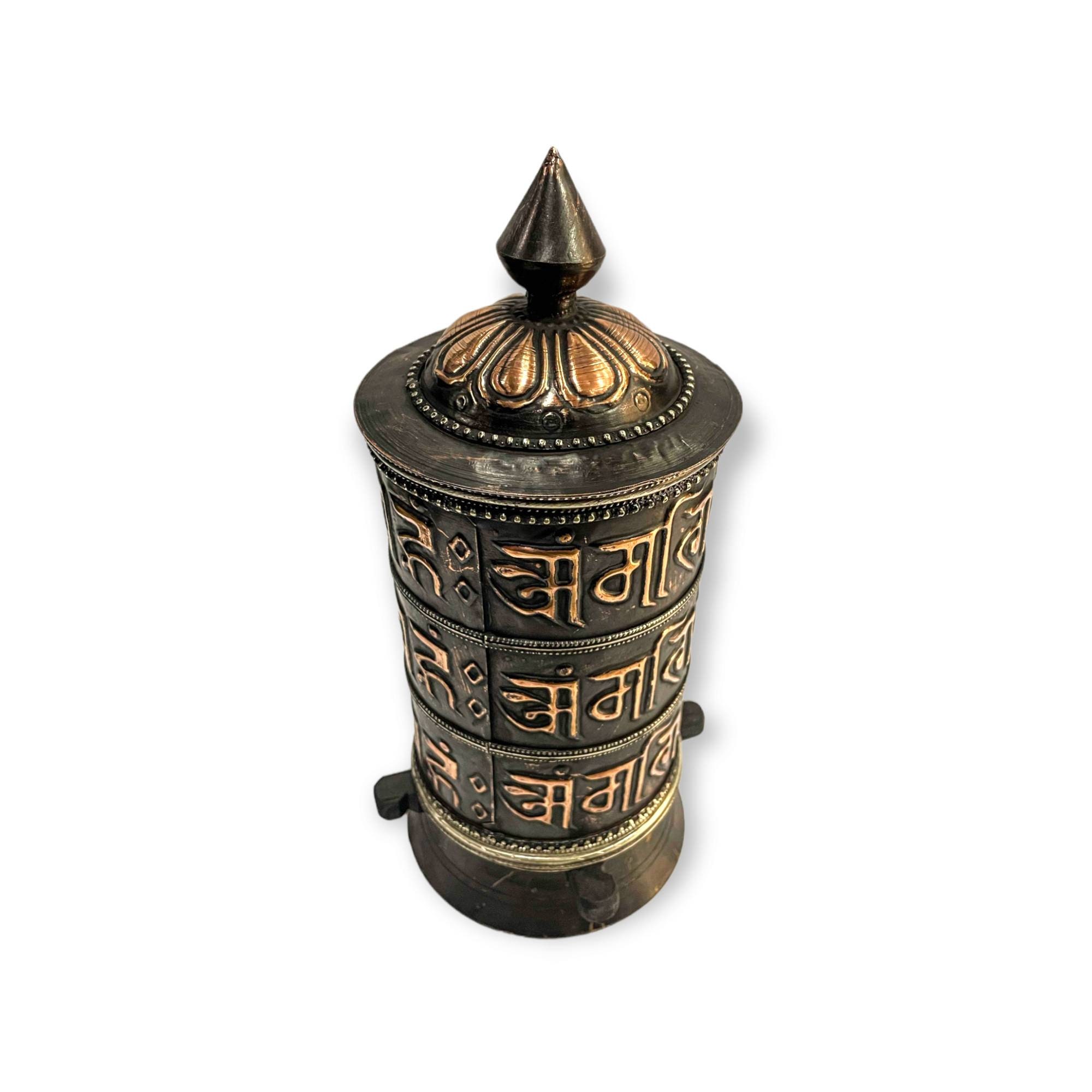 Table Prayer Wheel Big Size with mantra Inside, oxidized and Handmade ...