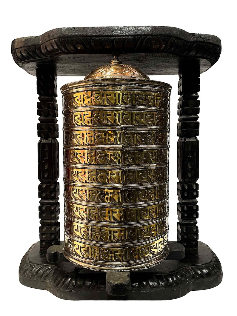 BIG SIZE - Wall Prayer Wheel With Mantra Inside and Handcarved Embossed ...