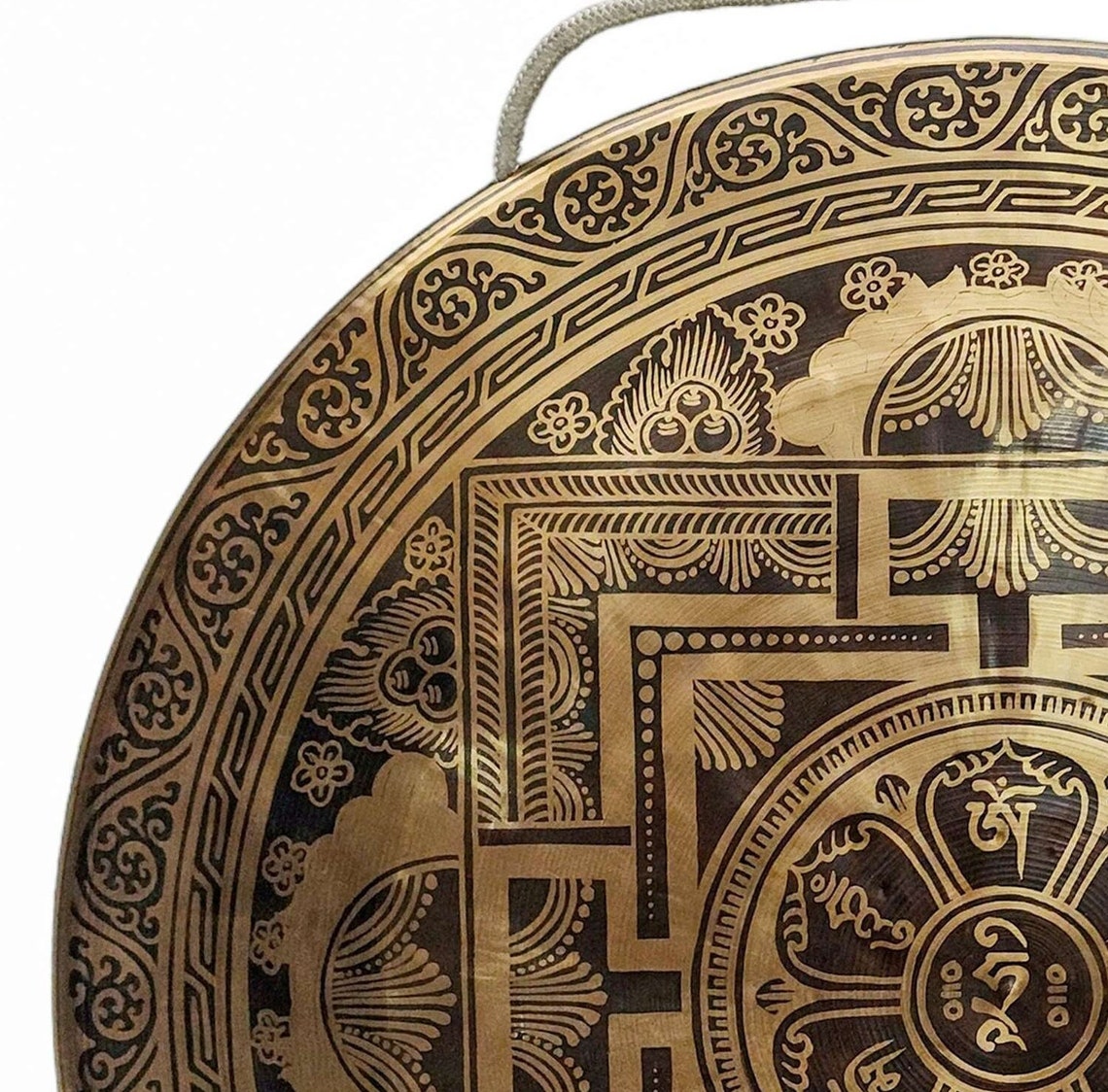 44 Cm Diameter, Tibetan Curve Gong, Handcarved With Kalachakra Mandala ...