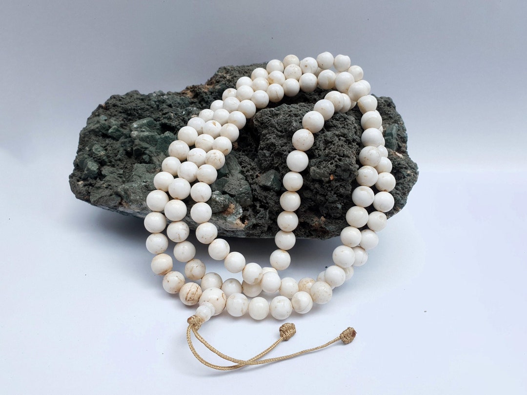 8 Mm - 108 CONCH SHELL Prayer Beads Mala for Mantra Chanting, Essential ...