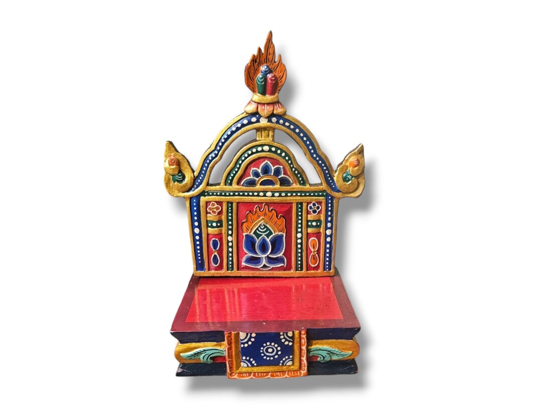 25 Cm, Traditional Tibetan Wooden Altar, Throne for Small Statues ...
