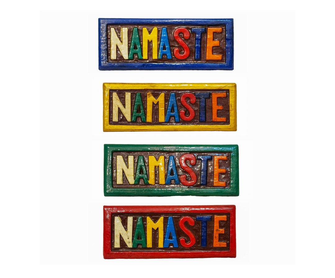 6 X 16 Cm, Wooden Wall Hanging With NAMASTÈ Design, Handcarved ...
