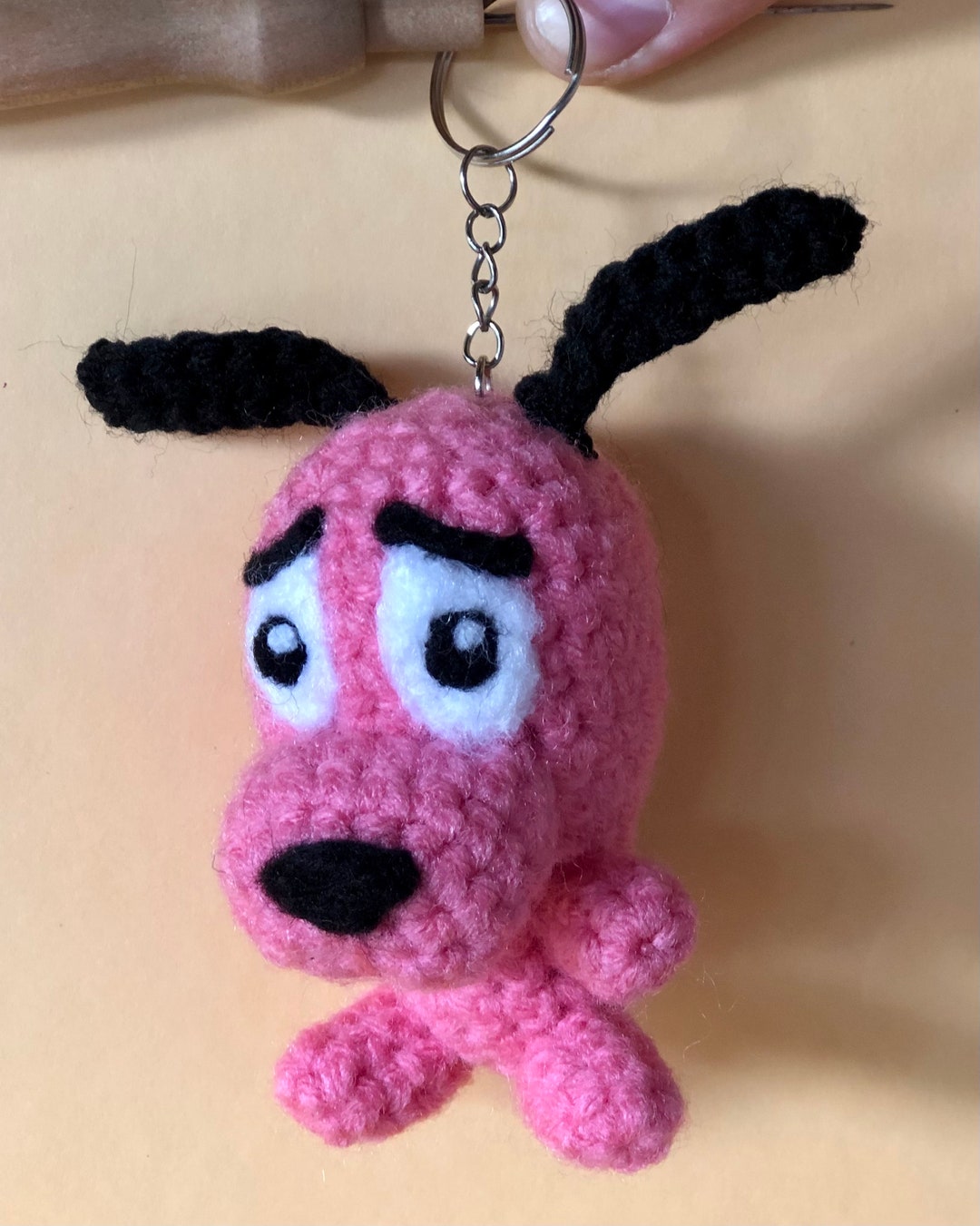 Crochet Courage the Cowardly Dog Inspired Amigurumi Keychain, Stuffed ...