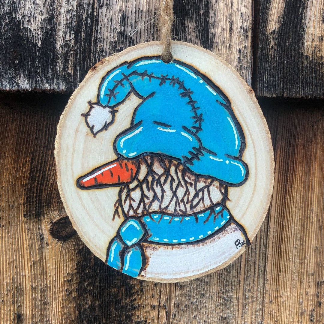 Handmade Snow Gnome Wood Burned Ornament, Christmas Ornament ...