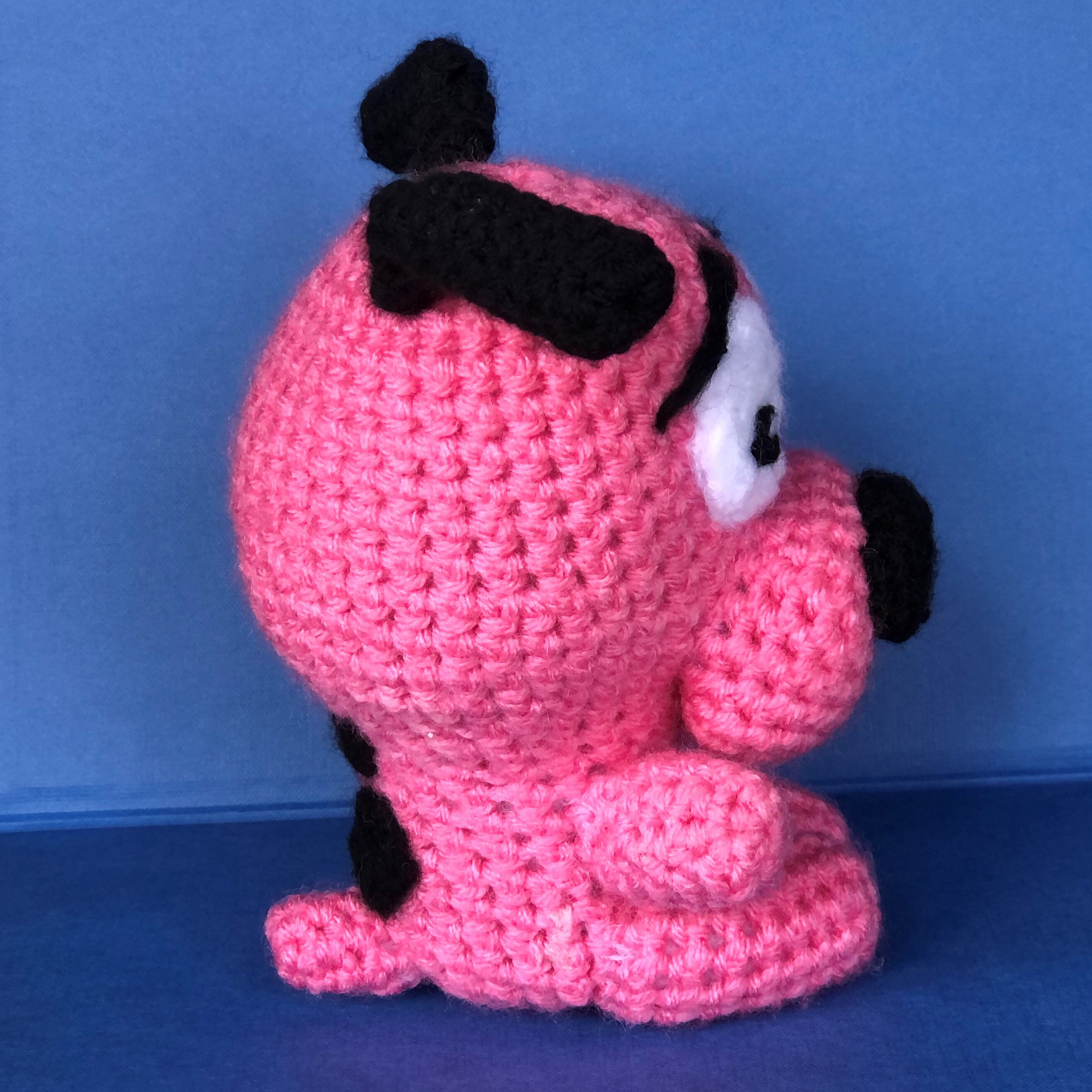 Crochet Courage the Cowardly Dog Inspired Amigurumi, Stuffed Pink Dog ...