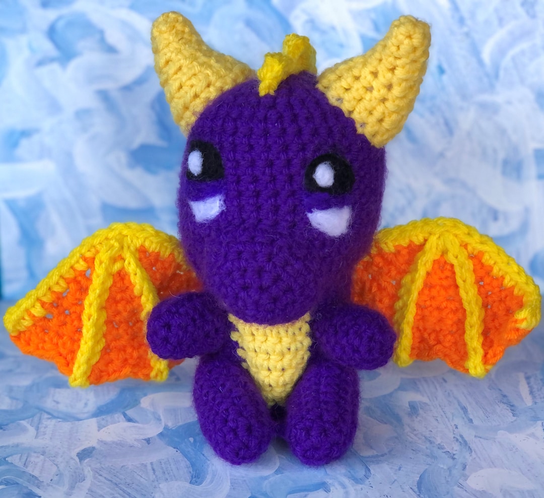 Crochet Spyro the Dragon Inspired Amigurumi, Stuffed Dragon Plush Toy ...