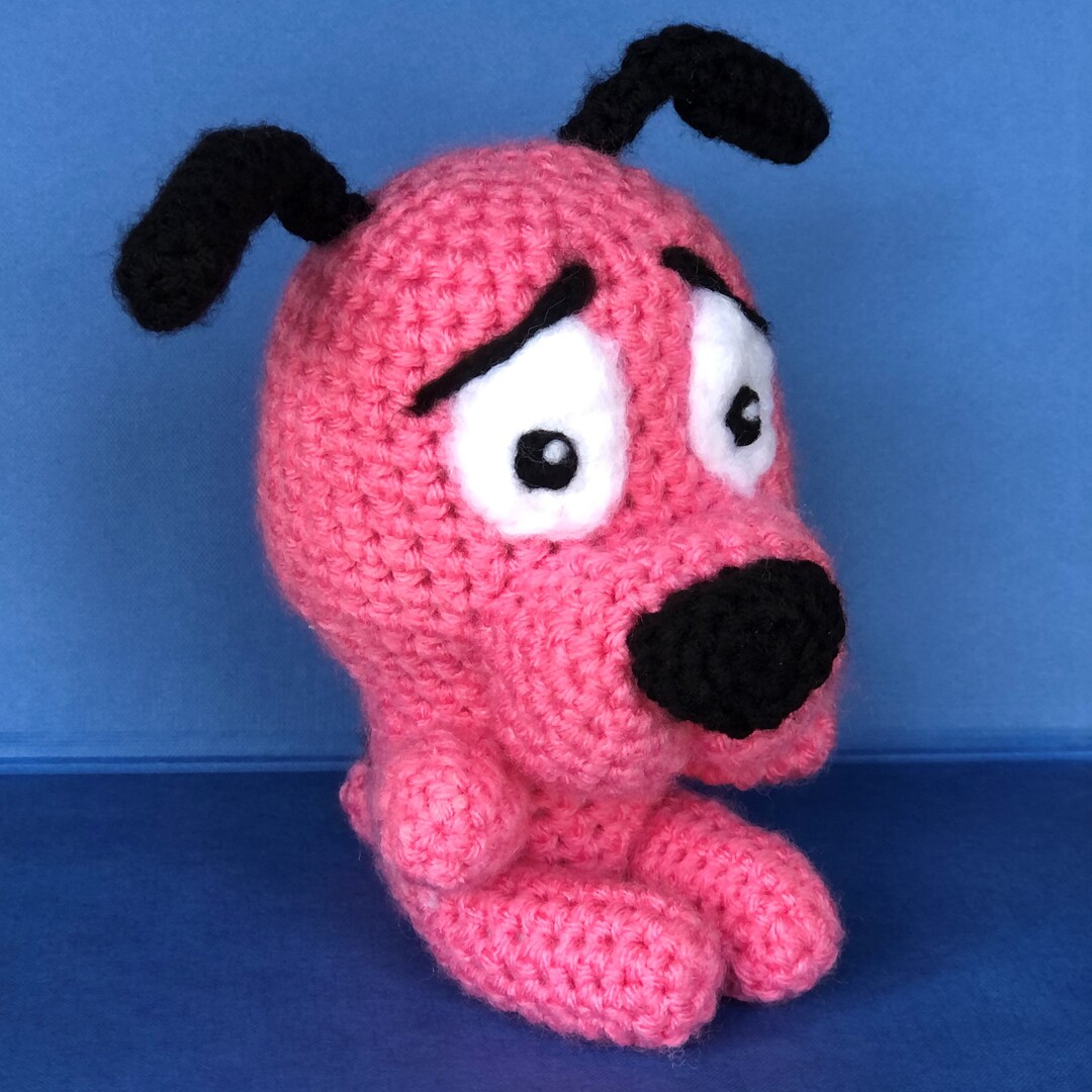 Crochet Courage the Cowardly Dog Inspired Amigurumi, Stuffed Pink Dog ...