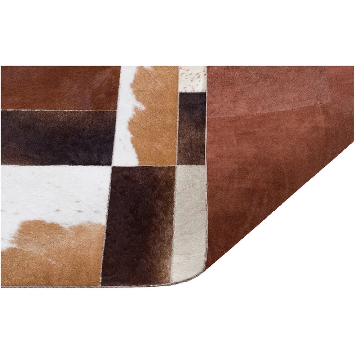 Cowhide Leather Area Rug Patchwork Carpet Hair-on-hide Rug Real Cow ...