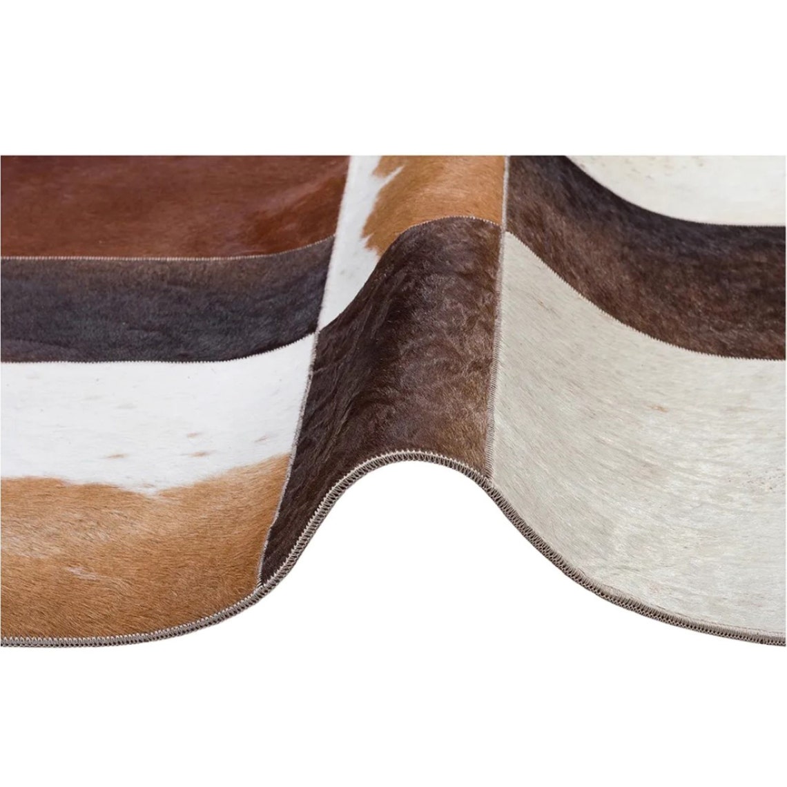 Cowhide Leather Area Rug Patchwork Carpet Hair-on-hide Rug Real Cow ...