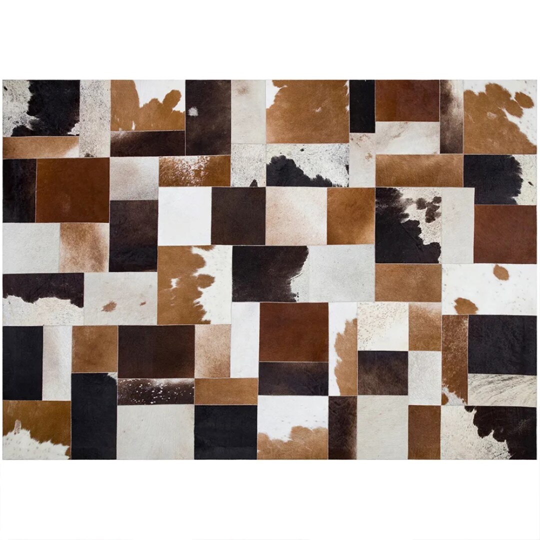 Cowhide Leather Area Rug Patchwork Carpet Hair-on-hide Rug Real Cow ...