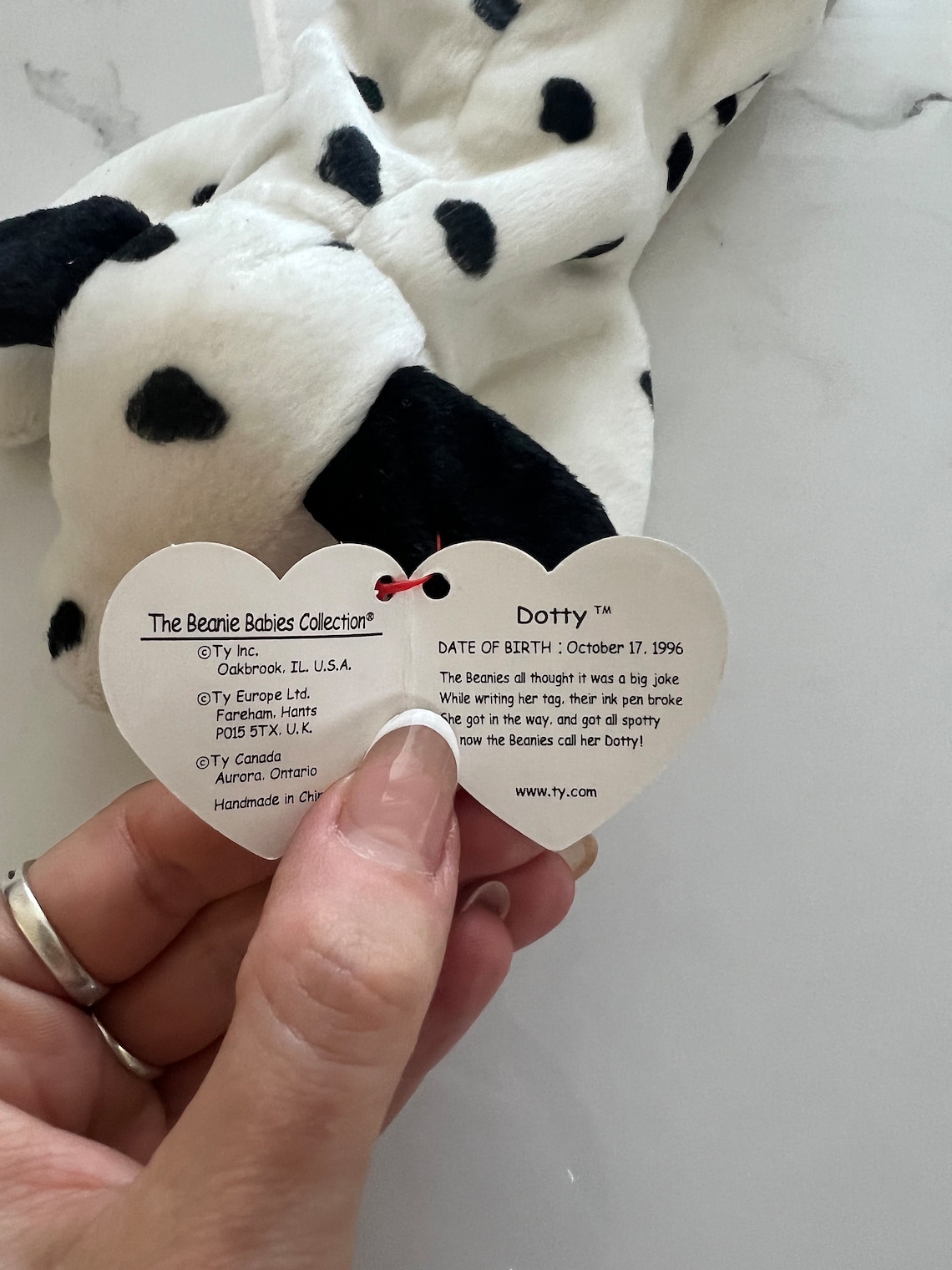 Ty Beanie Baby Dottie the Dog Plush Toy *rare* - Date of Birth 10/17 ...