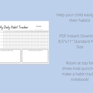 Printable Daily Habit Tracker for Kids - Instant Digital Download - PDF ...