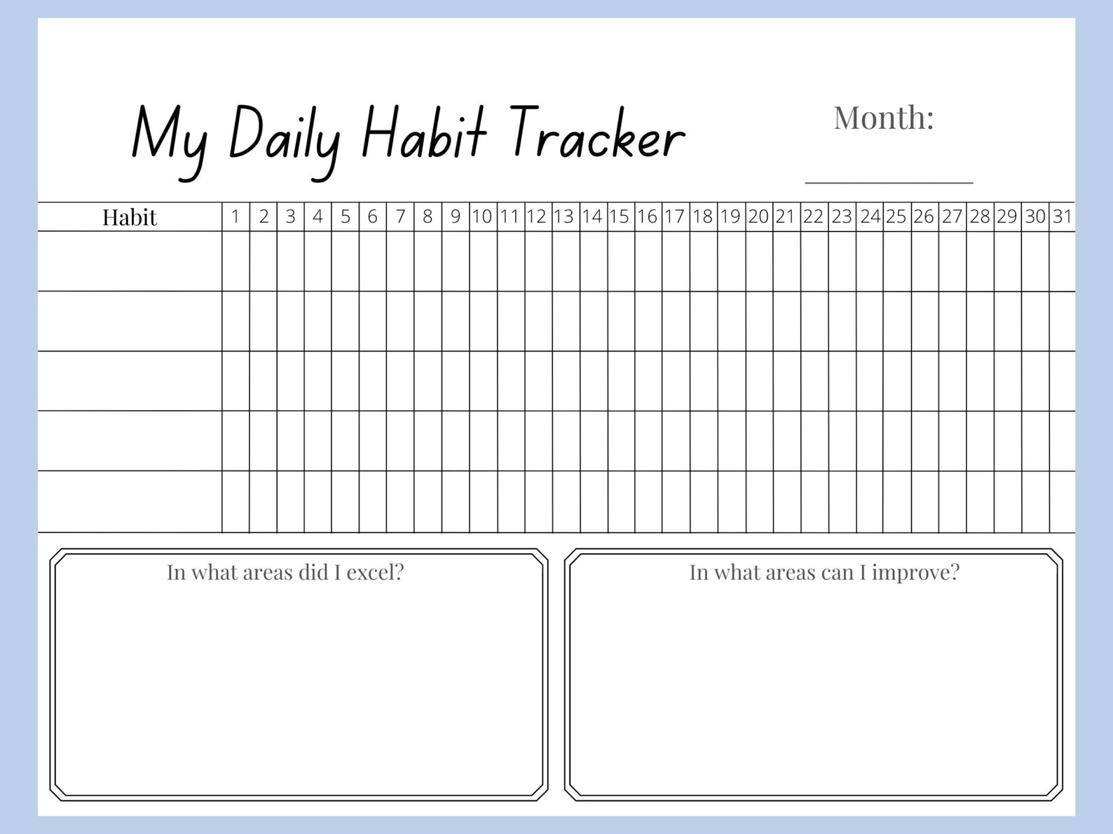 Printable Daily Habit Tracker for Kids - Instant Digital Download - PDF ...